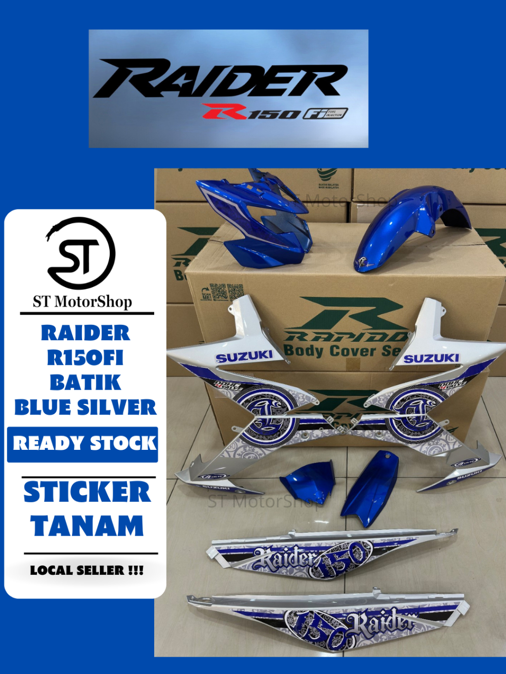 SUZUKI Raider R150fi Batik Purple Red Blue Sticker Tanam Stripe Tanam ...