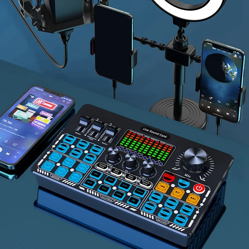 Q6S Live Sound Card Audio Interface With DJ Mixer Effects And Voice ...