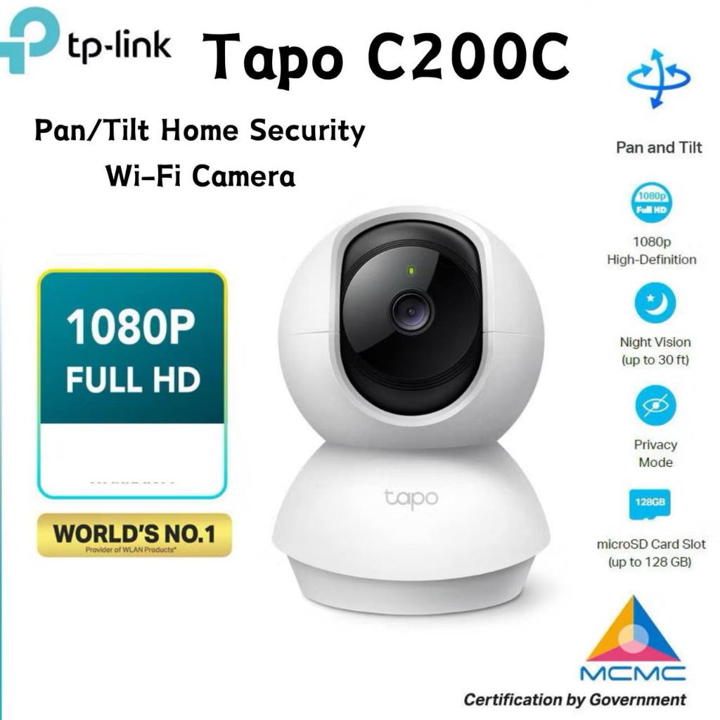 TP-Link Tapo C200C 1080P Indoor Pan/Tilt Wi-Fi CCTV Camera with Two-Way ...