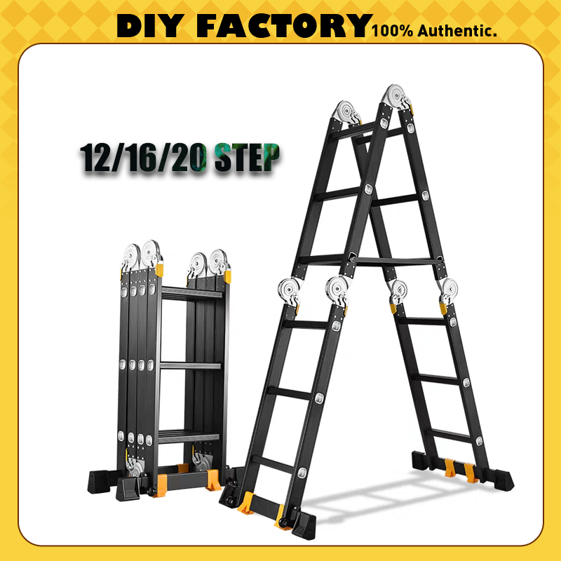 Foldable Aluminium Ladder 20 STEP (5.7M) -12 STEP (3.7M) Heavy Duty ...