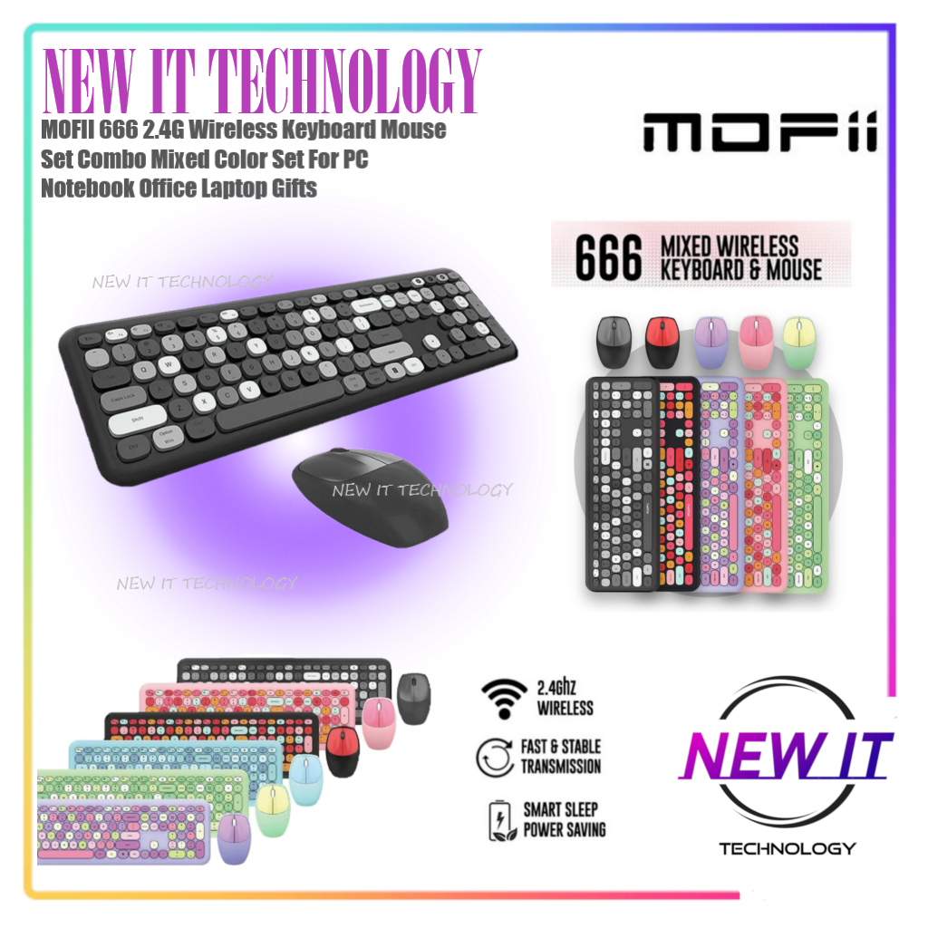 MOFII 666 2.4G Wireless Keyboard Mouse Set Combo Mixed Color Set For PC ...