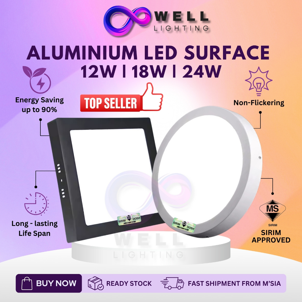 ( SIRIM ) Lampu Siling LED Downlight Ruang Tamu Surface Downlight 12W ...