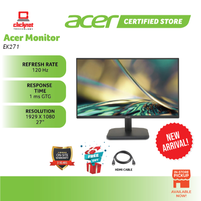 Acer Monitor EK271G EBI 27" Inch FHD 120HZ | Shopee Malaysia