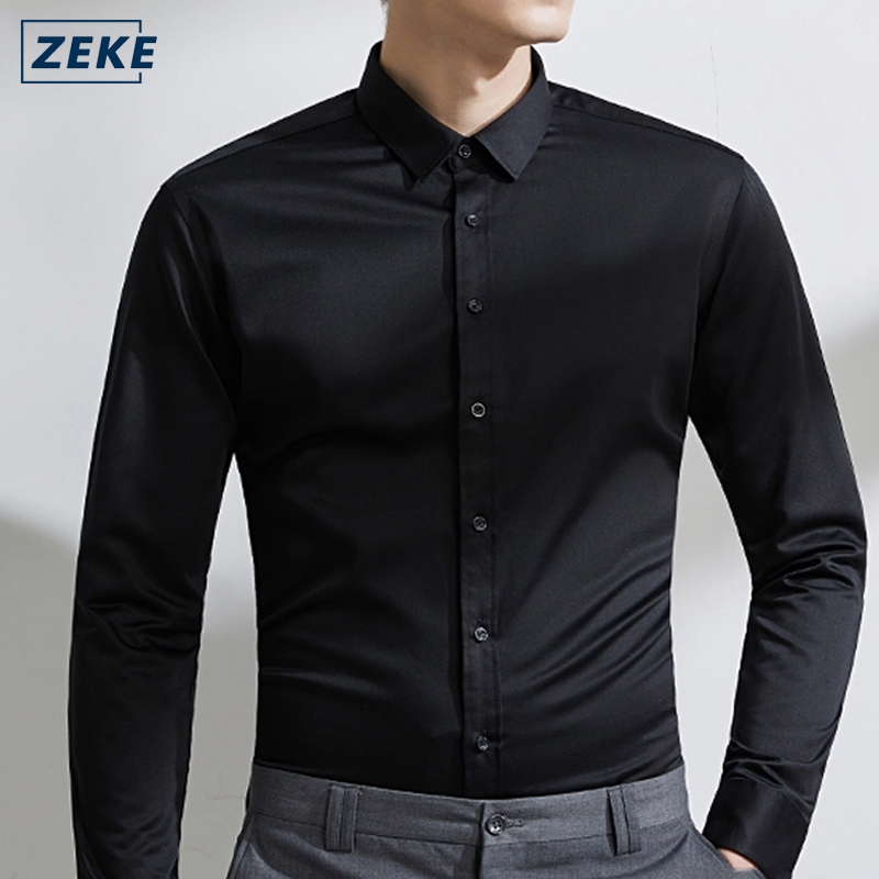 ZEKE A0001 Polo Shirt Unisex Long Sleeve Plain Formal Shirt Lelaki ...
