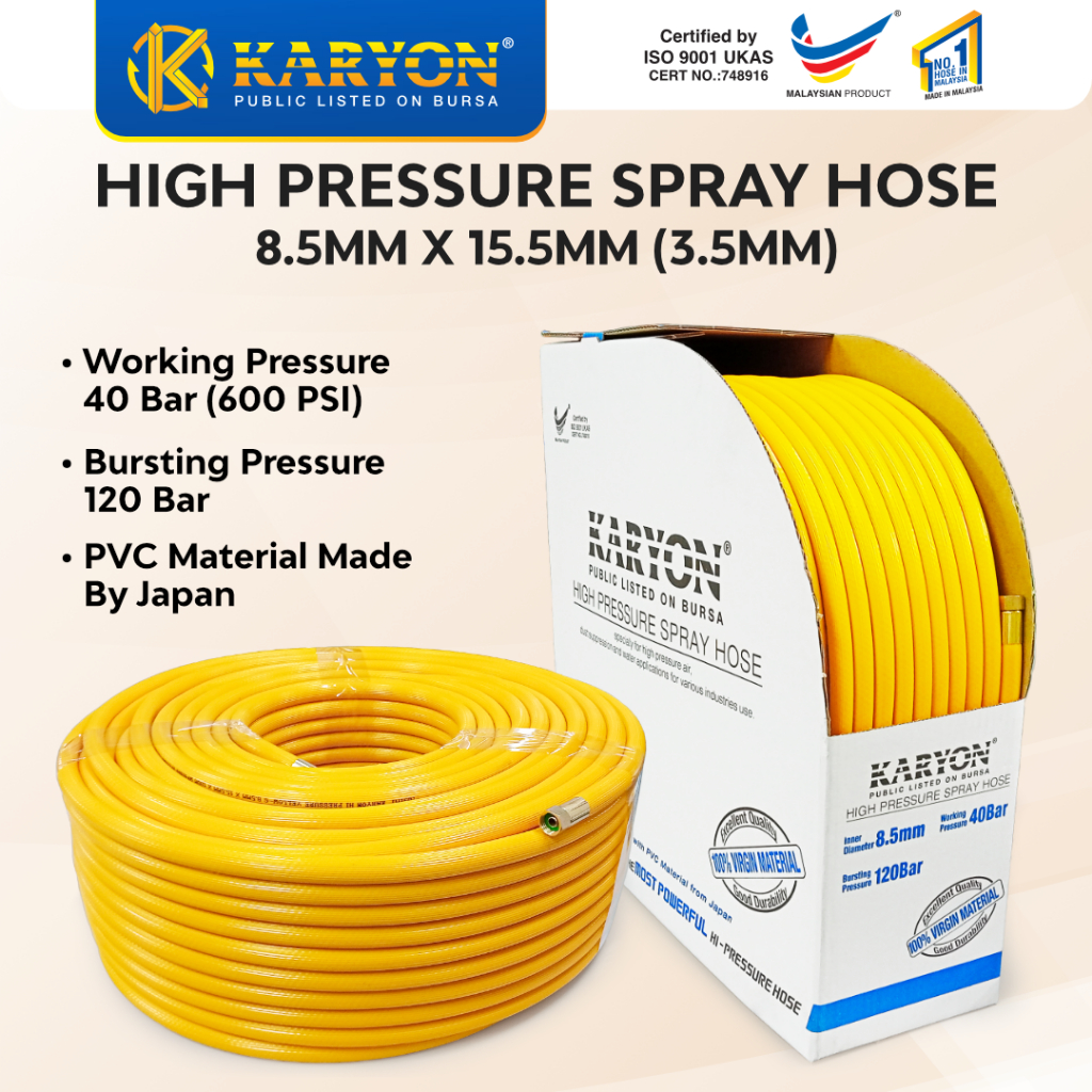 Karyon® 8.5MM High Pressure Air Compressor Spray Hose (40Bar/600 psi/5M/10M/15M/20M/30M/50M ...