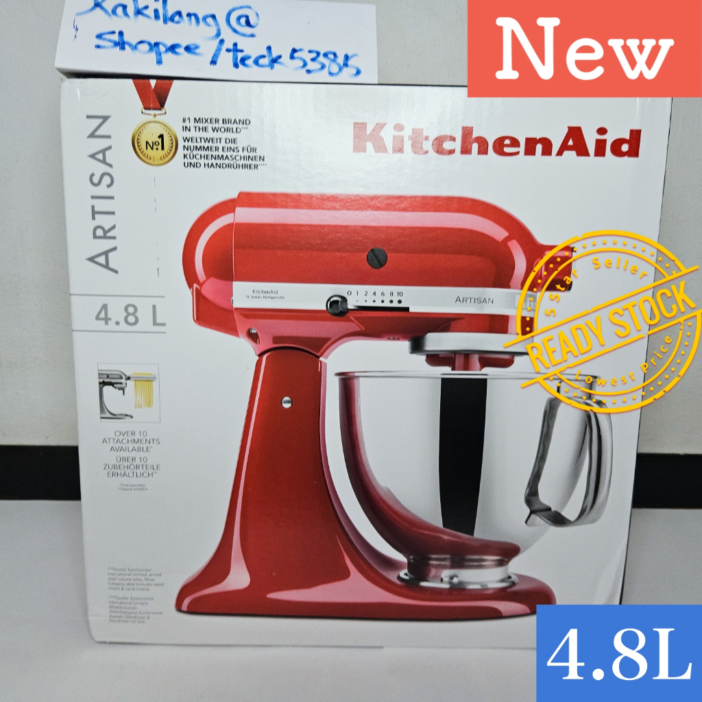 KitchenAid Artisan Tilt-Head Stand Mixer (4.8L) 5KSM125 (Red) | Shopee ...