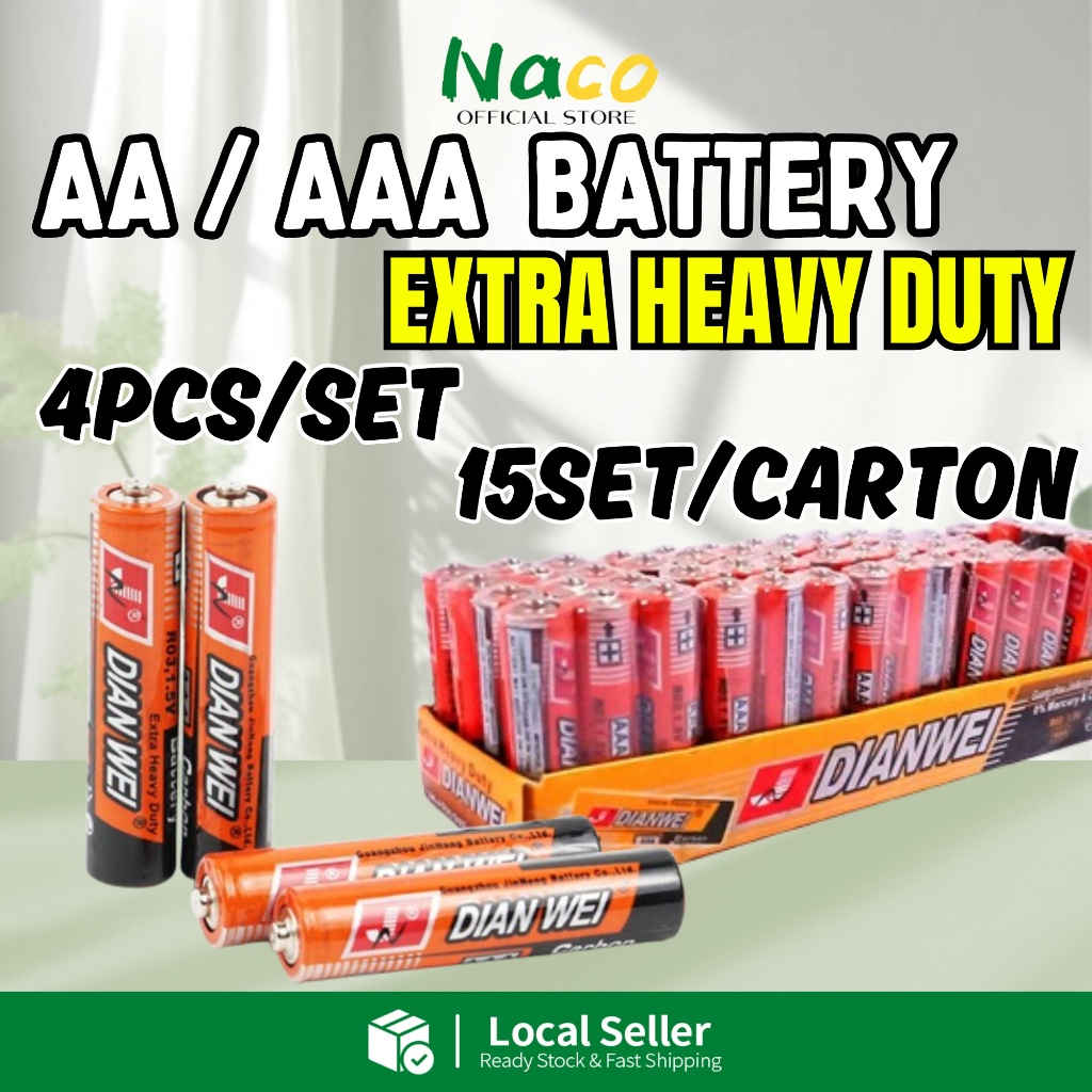 Battery AA & AAA Carbon Dry Batteries Battery Bateri Extra Heavy Duty Remote Control Battery Toy ...