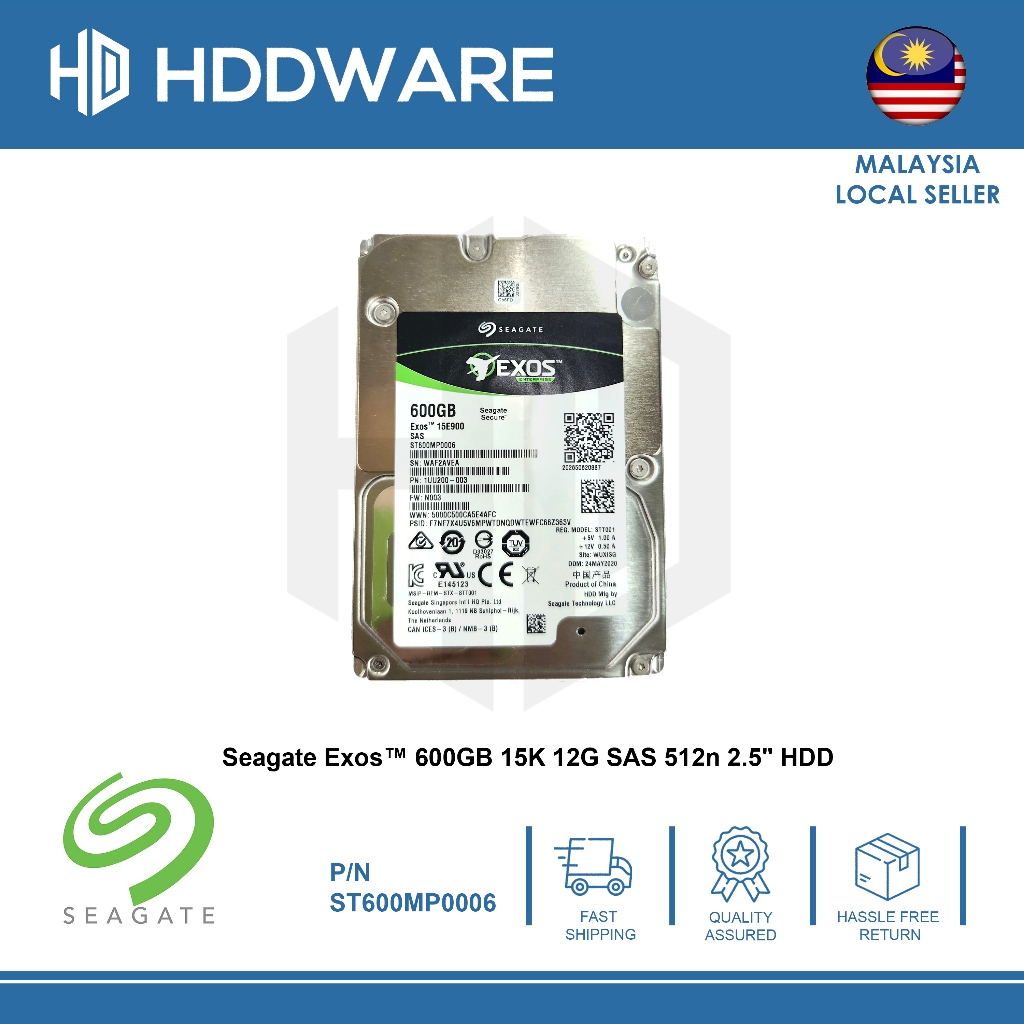 Seagate Exos™ 600GB 15K 12G SAS 512n 2.5" HDD // ST600MP0006 // 1UU200 ...