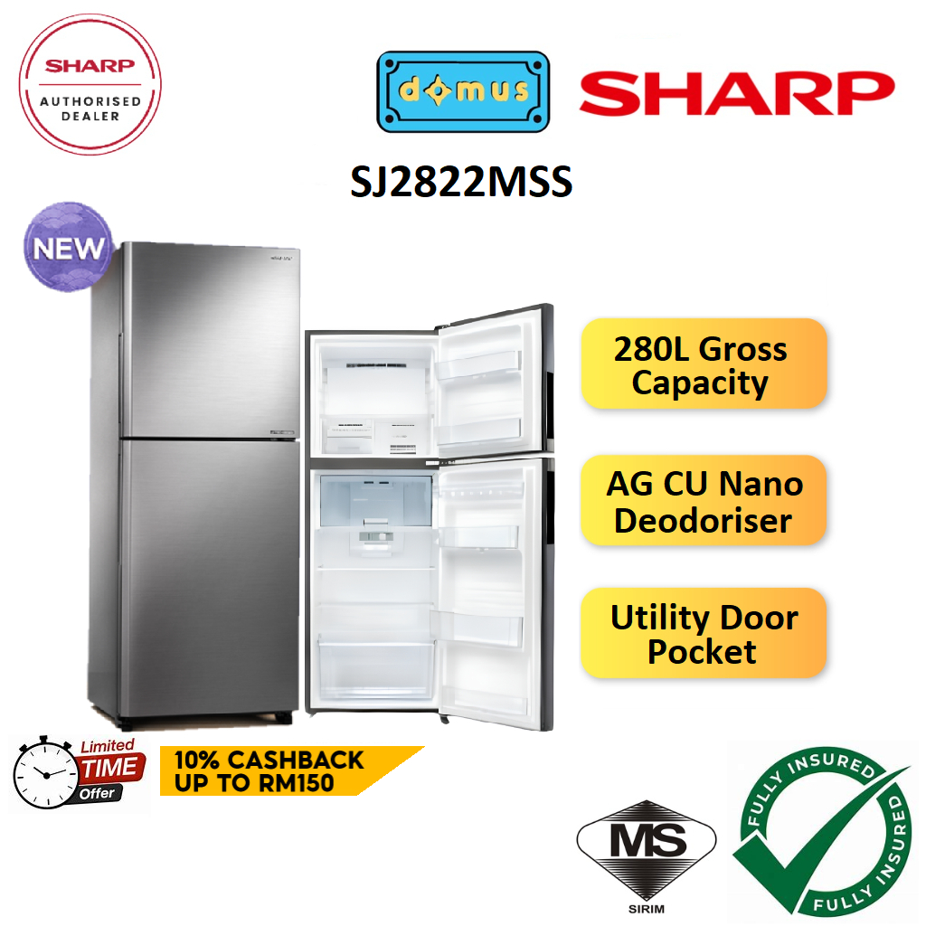 Sharp Refrigerator 2 Door Inverter 280L Fridge Peti Sejuk Peti Ais 2 ...