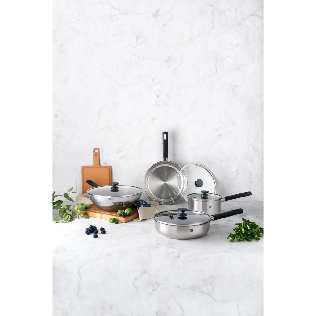 ZWILLING SILVER Cookware - Saucepan 18 cm/Deep Pan 26 cm/Wok 30 cm ...
