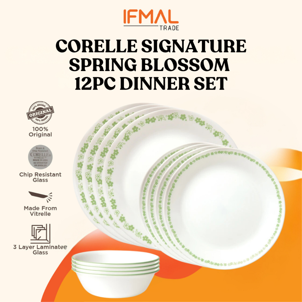 Corelle Signature Spring Blossom 12pc Dinner Set Tableware Set Pinggan ...