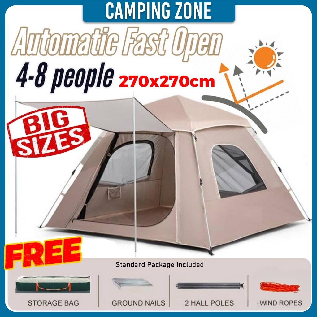 Big Size 270x270cm Camping Tent 4-8 Person Automatic Tent Family ...