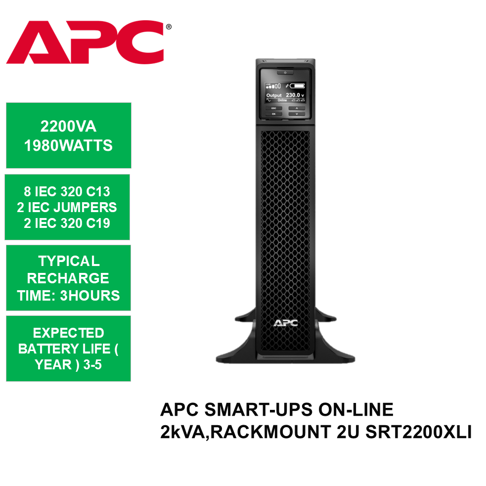 APC SMART-UPS ON-LINE,SRT2200XLI 2200VA TOWER,230V,SMARTSLOT,EXTENDED RUNTIME | Shopee Malaysia