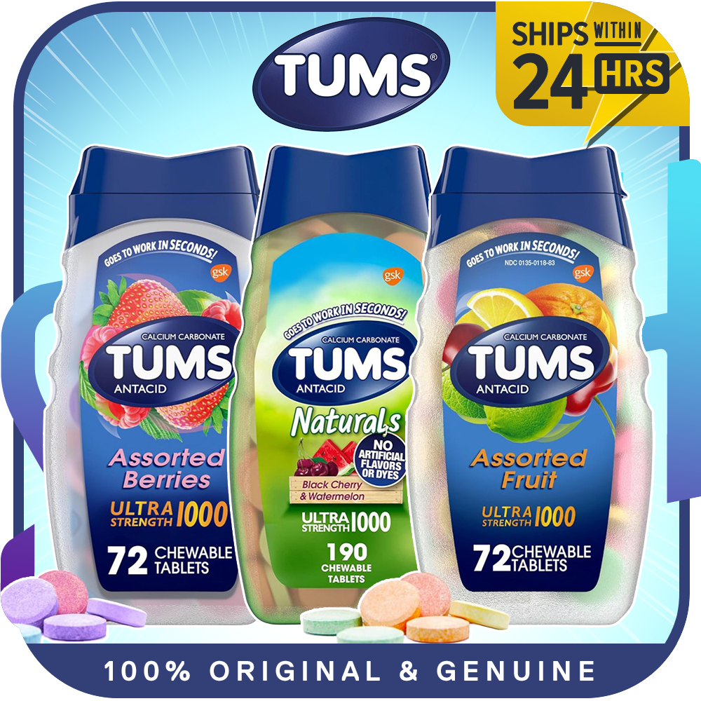 TUMS Ultra Strength 1000mg Antacid Tablets for Chewable Heartburn ...