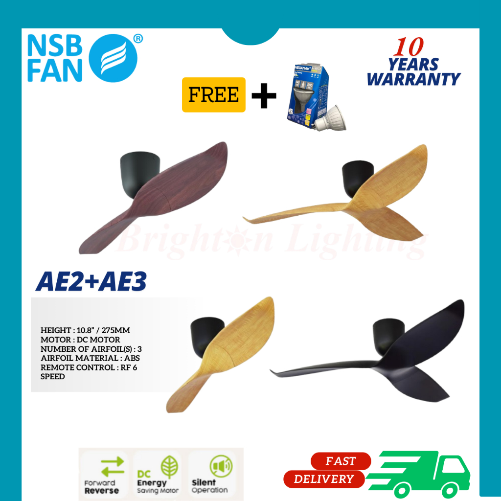 NSB AERATRON AE2+AE3 AE3+ 43" 50" 60” DESIGNER DC CEILING FAN REMOTE ...