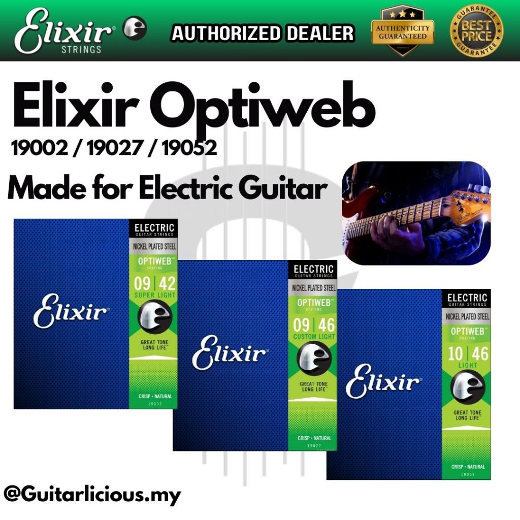 Elixir Strings Optiweb Electric Guitar Strings - 19052 .010-.046 Light ...