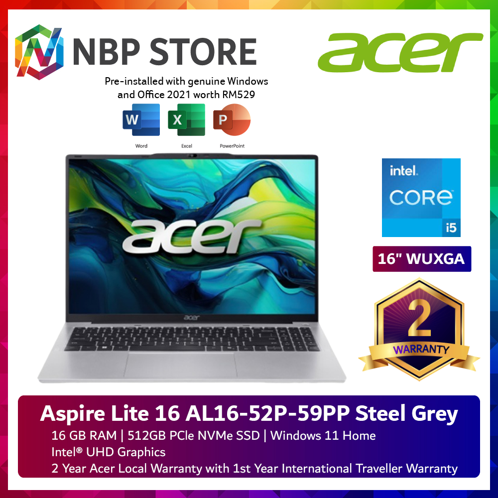Acer Aspire Lite 16 AL16-52P-59PP 16" WUXGA Laptop Steel Grey | Shopee Malaysia