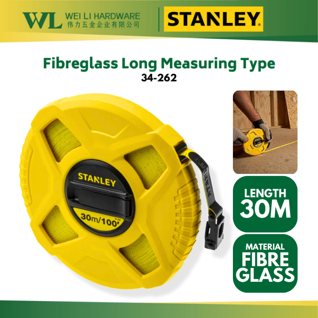 STANLEY Original 30M Fiberglass Closed Long Tape Measuring Tape ...