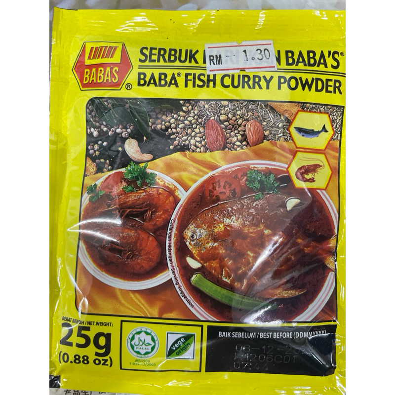 BABA’S FISH CURRY POWDER 25g | Shopee Malaysia