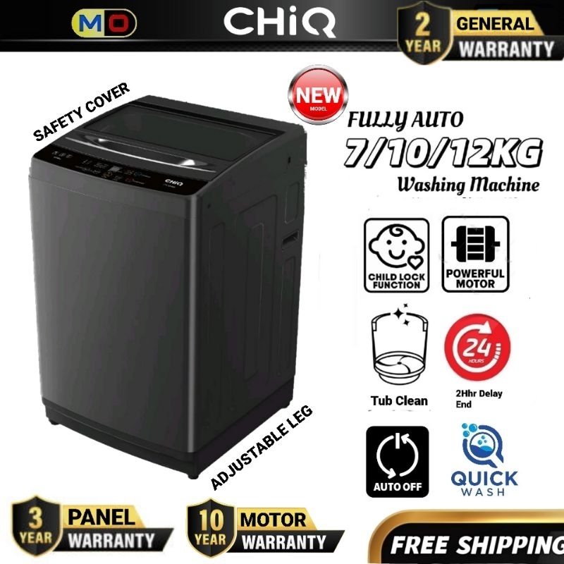 (FREE SHIPPING) CHIQ NEW Fully Auto Washing Machine 7/10/12KG Powerful ...