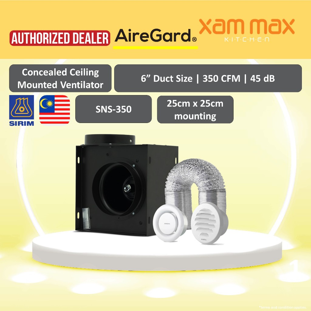 (FREE SHIPPING)Airegard SNS-350 - 6" Exhaust Fan Ventilator [In-Line Series] /Ceiling Air ...