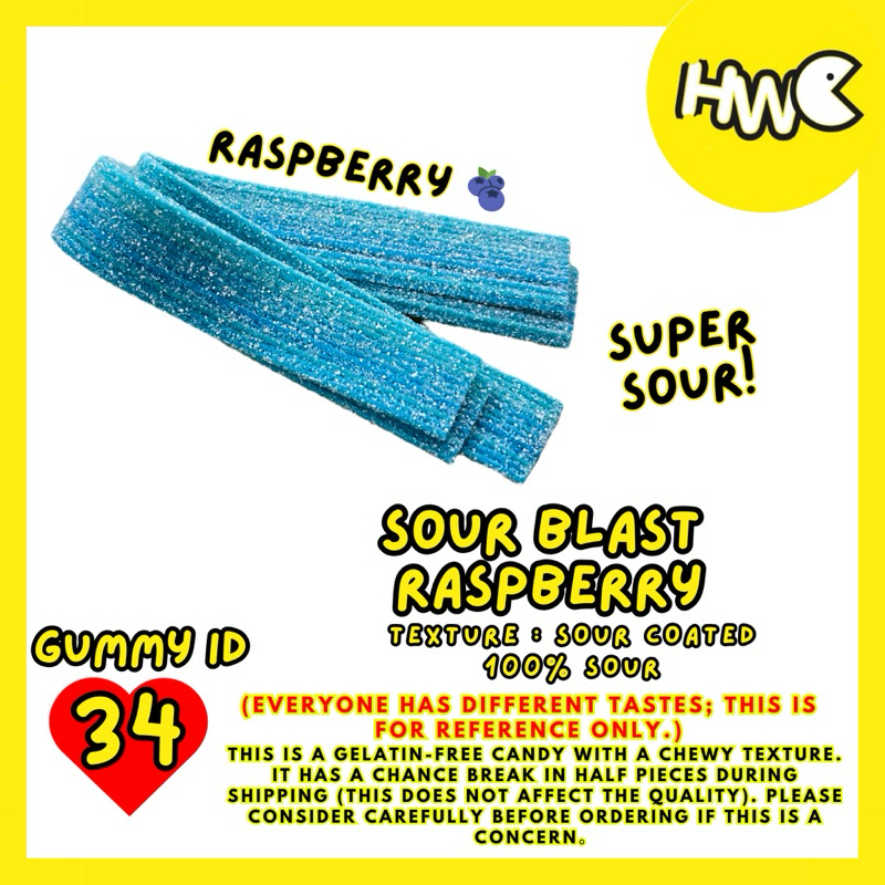🫐Supa Sour Strips Blast Raspberry Blueberry Candy Gummy Gula Gula Gummi ...