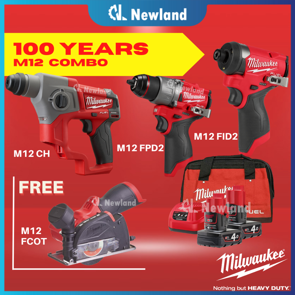 Milwaukee M12 100 Years Combo / M12 Combo / M12 FPD2 + M12 FID2 + M12 ...