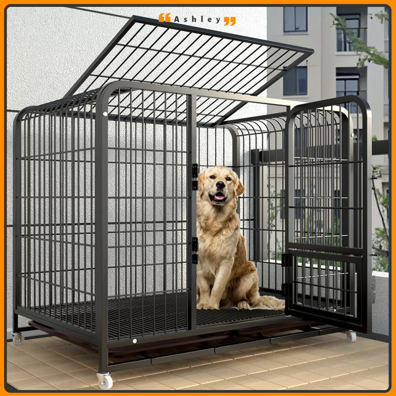 Mobile Square Tube Wire Dog Cage Large Sangkar Anjing Besar With Tray ...