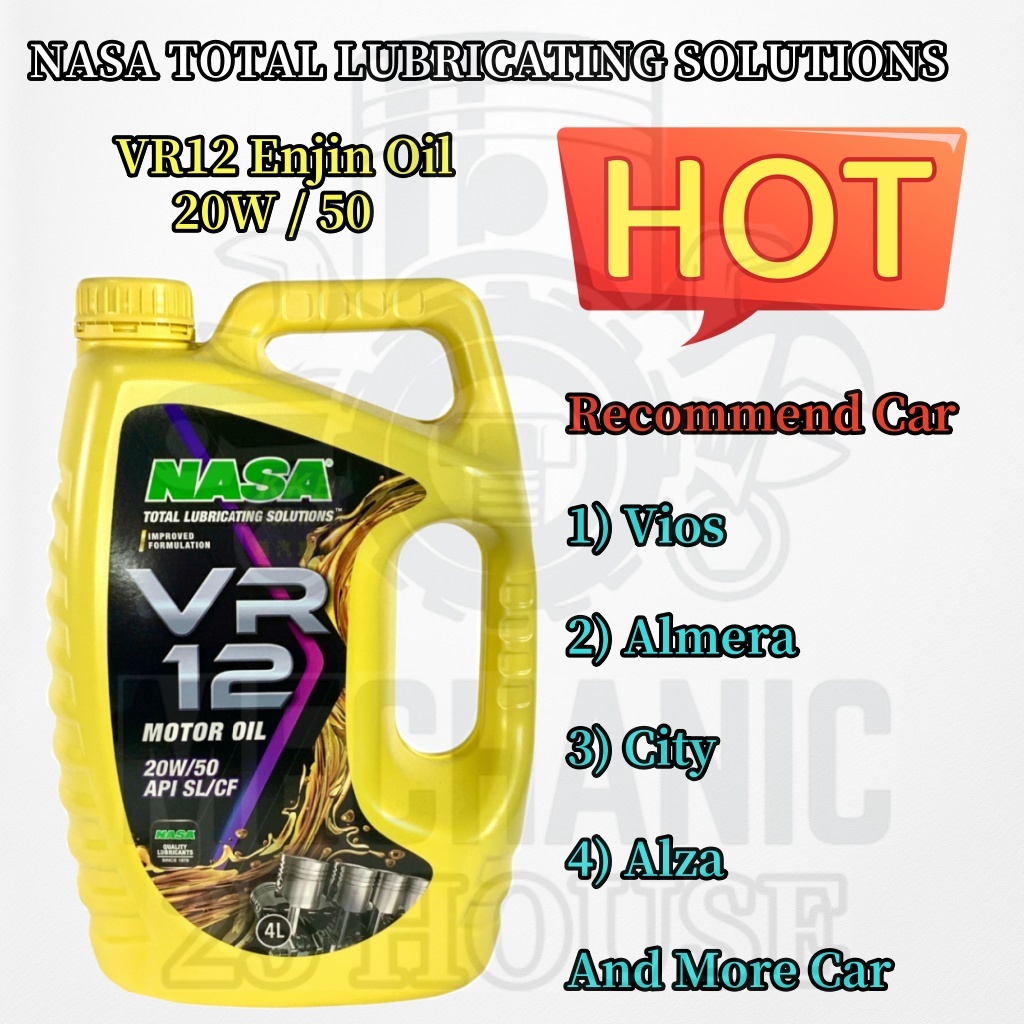 NASA VR12 ENJIN OIL 100% ORIGINAL 20W/50 API SL/CF FOR VIOS / ALMERA ...