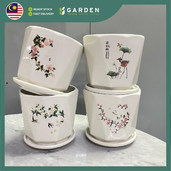 Chinese Ceramic Pot Creative Round Desktop Potted Fleshy Flower Pot ...