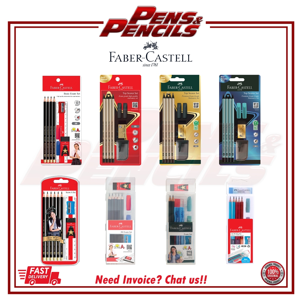 Faber-Castell 2B Pencil Basic Exam Set / Top Scorer Stationery Graphite ...
