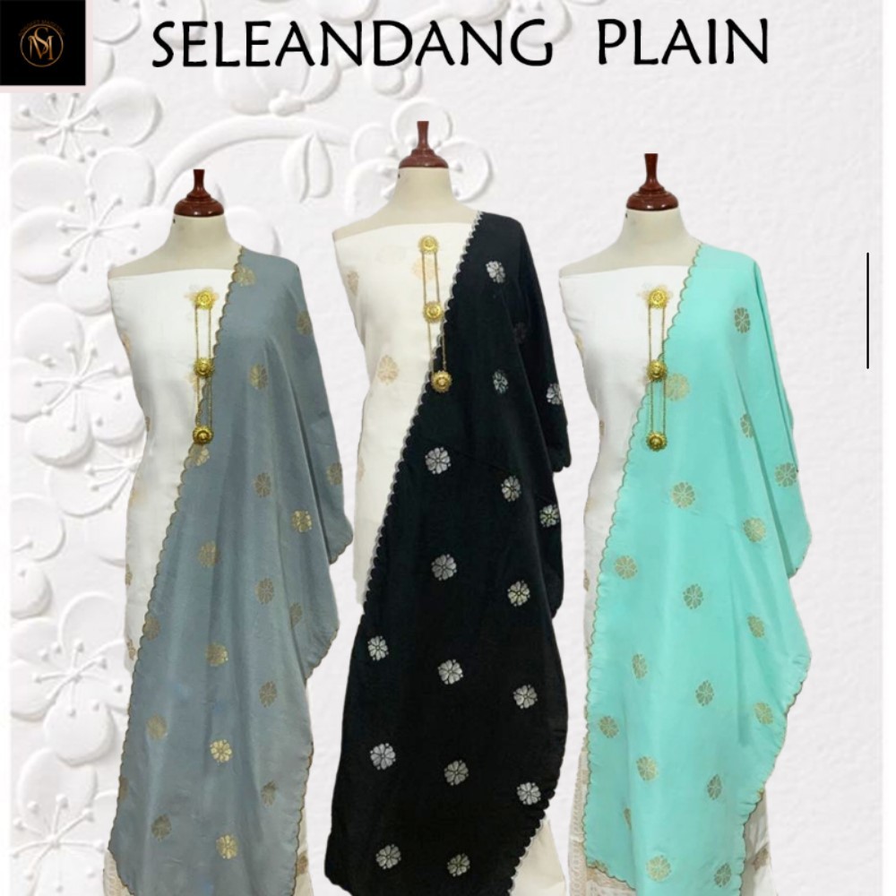 PLAIN SELENDANG | 22 WARNA | SONGKET TENUN 100% COTTON | BUNGA TABUR ...