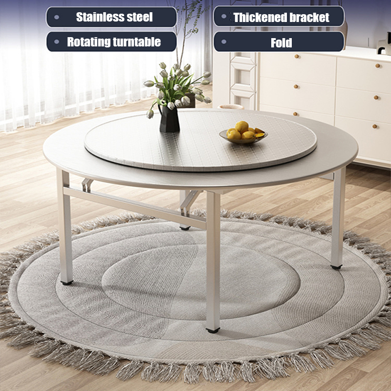 Round Stainless Steel Foldable Stainless Steel Folding Table Banquet ...