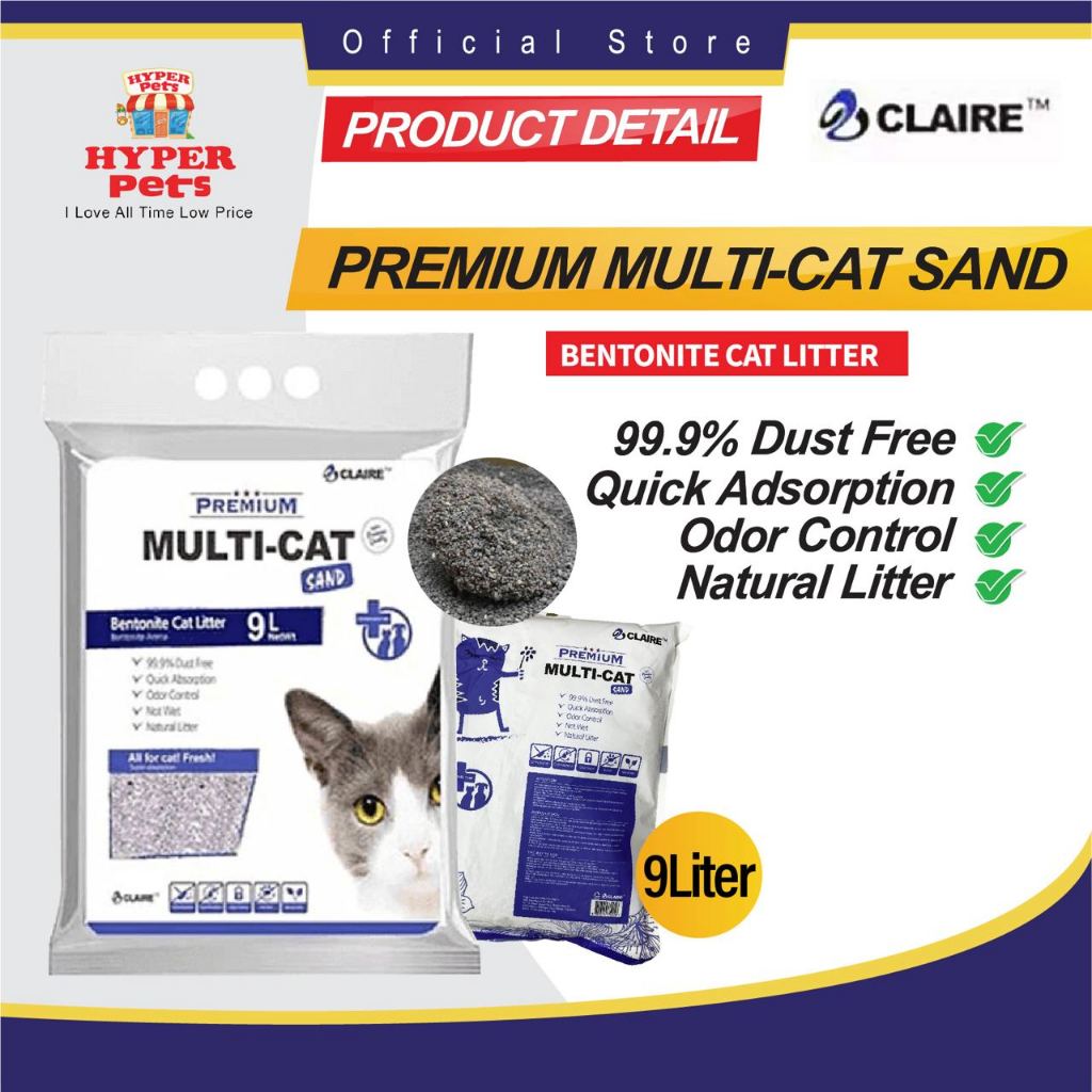 CLAIRE PREMIUM MULTI CAT LITTER 9L l Pasir kucing 9L | Shopee Malaysia