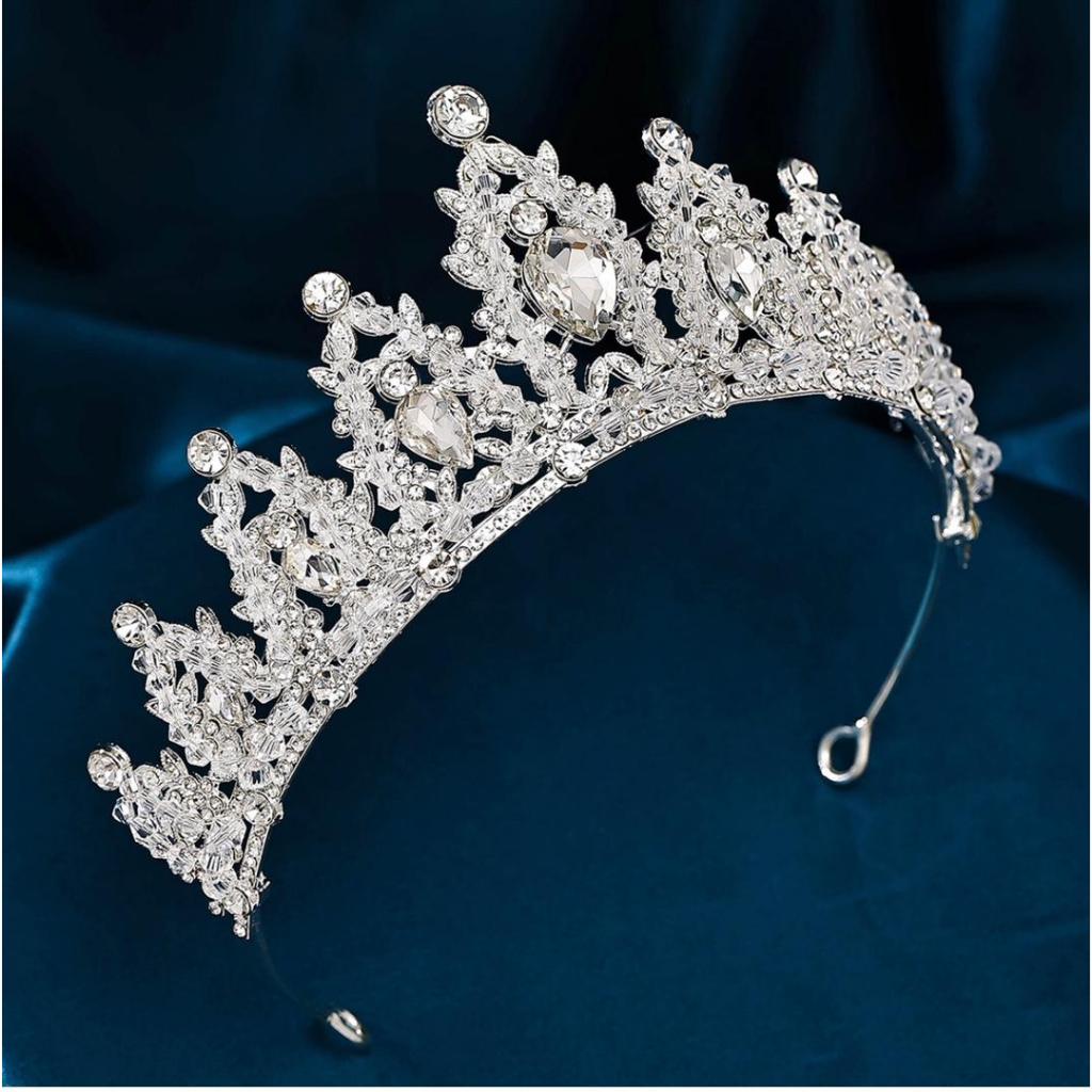 New Korean style full diamond super shiny silver semi-circular crown ...