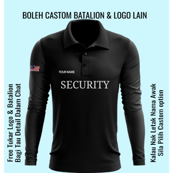 Security Jersey Uniform Unisex | Size 2XS -15XL | Boleh Custom Nama dan ...