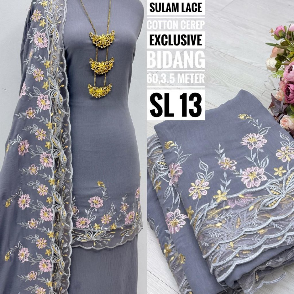 KAIN PASANG SULAM LACE COTTON CREPE ,SB LINE Sulam, JACQUARD SULAM ...