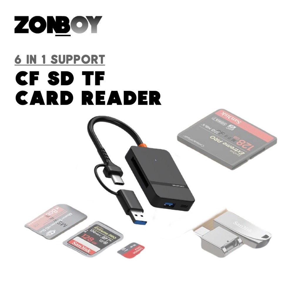 Card Reader 6 in 1 CF Card SD TF USB Type C Camera USB-C to USB Adapter ...