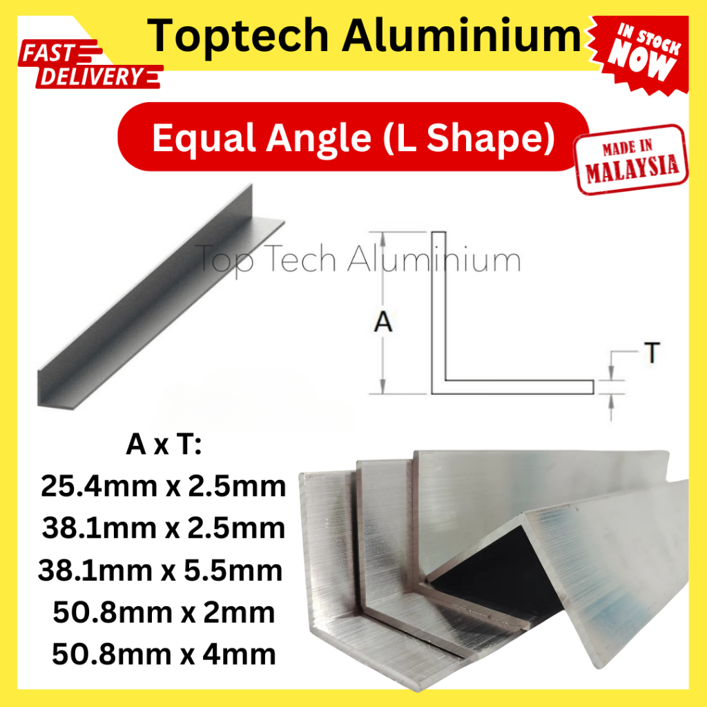 [Ready Stock/Customized Length] Equal Angle Aluminium L Shape 25.4mm ...