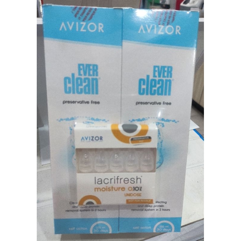 Avizor Ever Clean 2 X 225ml FREE 1 X Lacrifresh Moisture Eye Drop 5 ...