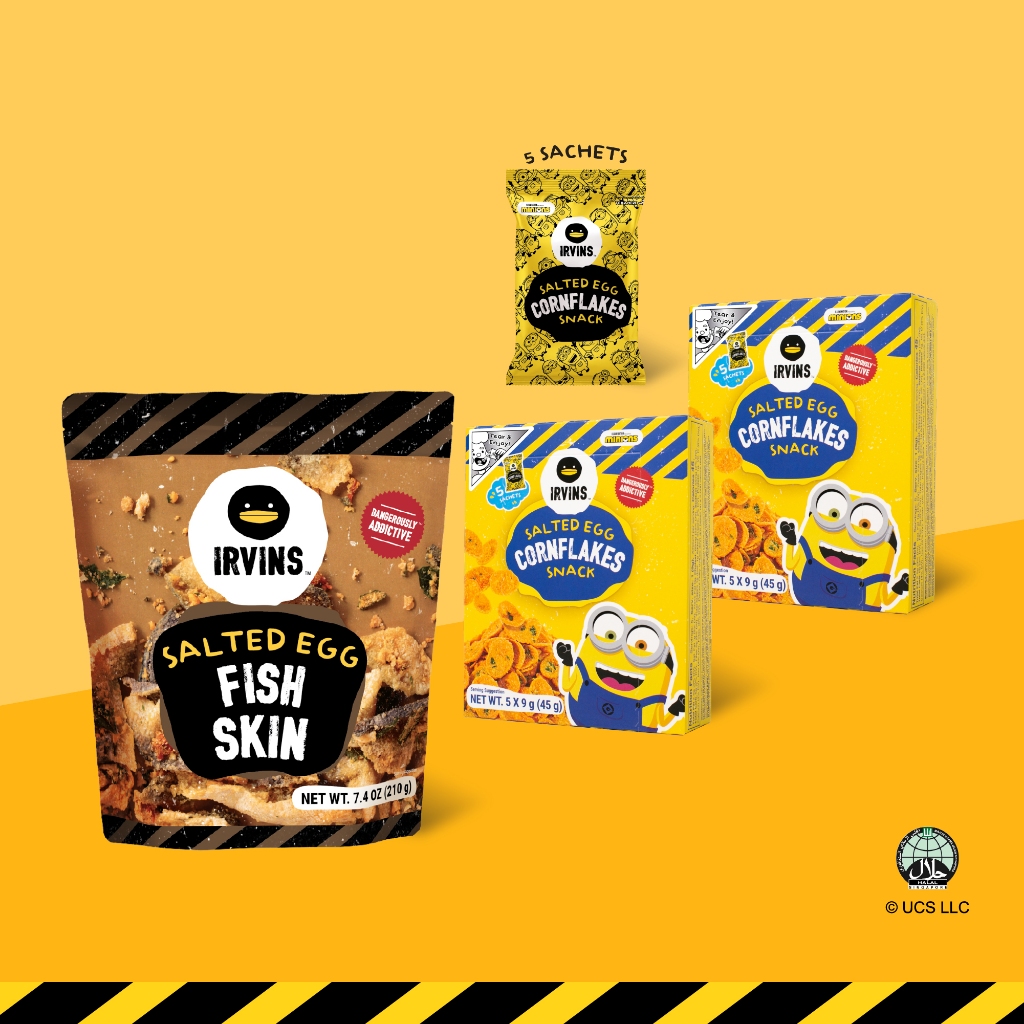 [Halal] IRVINS Salted Egg Fish Skin 210g + Minions Salted Egg Cornflakes Snack 45g x2 (BF+MSECF ...