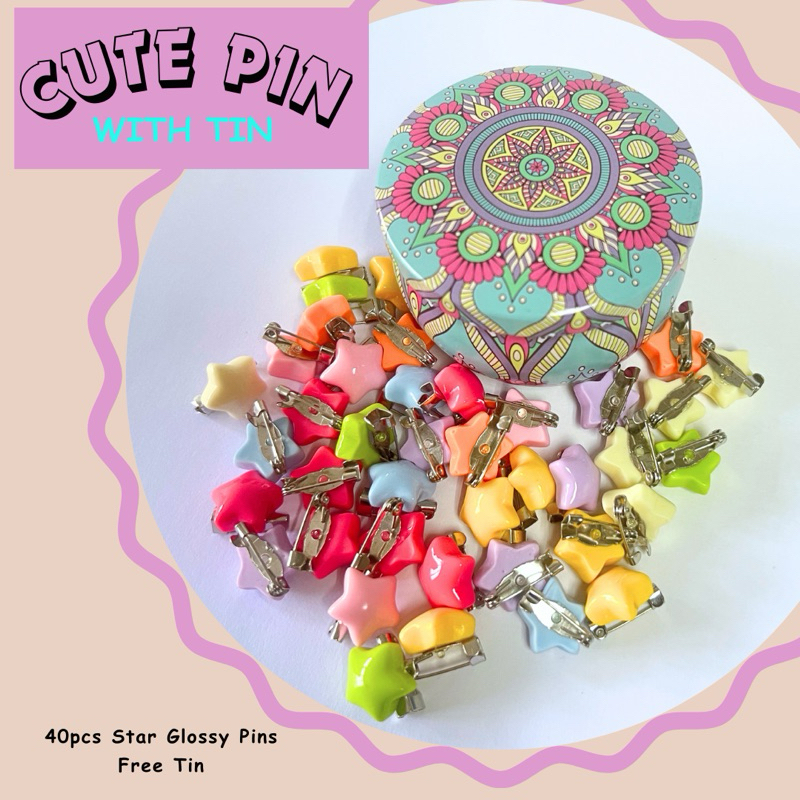 40pcs Cute Shape Pin With Tin | Shopee Malaysia