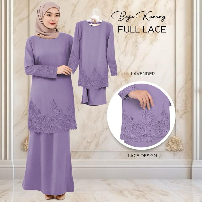 BAJU KURUNG MODEN LACE ALINA KAIN PREMIUM COMO CREPE | Shopee Malaysia