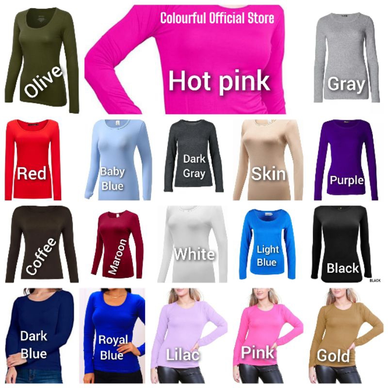 [20 Colour] High Quality Inner Baju Lengan Panjang Muslimah / LADY ...