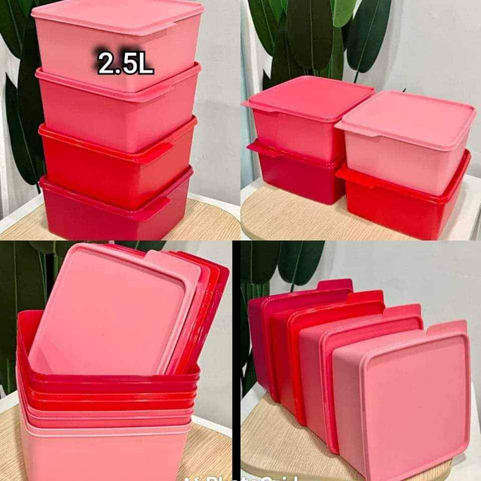 Tupperware Snack N Stack 2.5L Jumbo Large Square Food container Food ...
