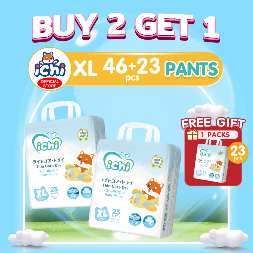 【Buy 2 Get 1】ICHI BLUE Pull-up Baby diapers All size Bundle XL 69pcs/pk Size Medium L XXL XXXL ...