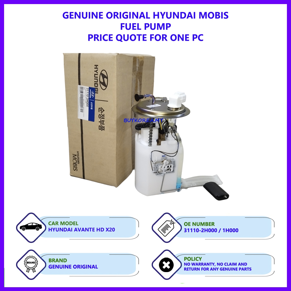 Hyundai Avante HD X20 Genuine Hyundai Mobis Complete Fuel Pump (31110 ...