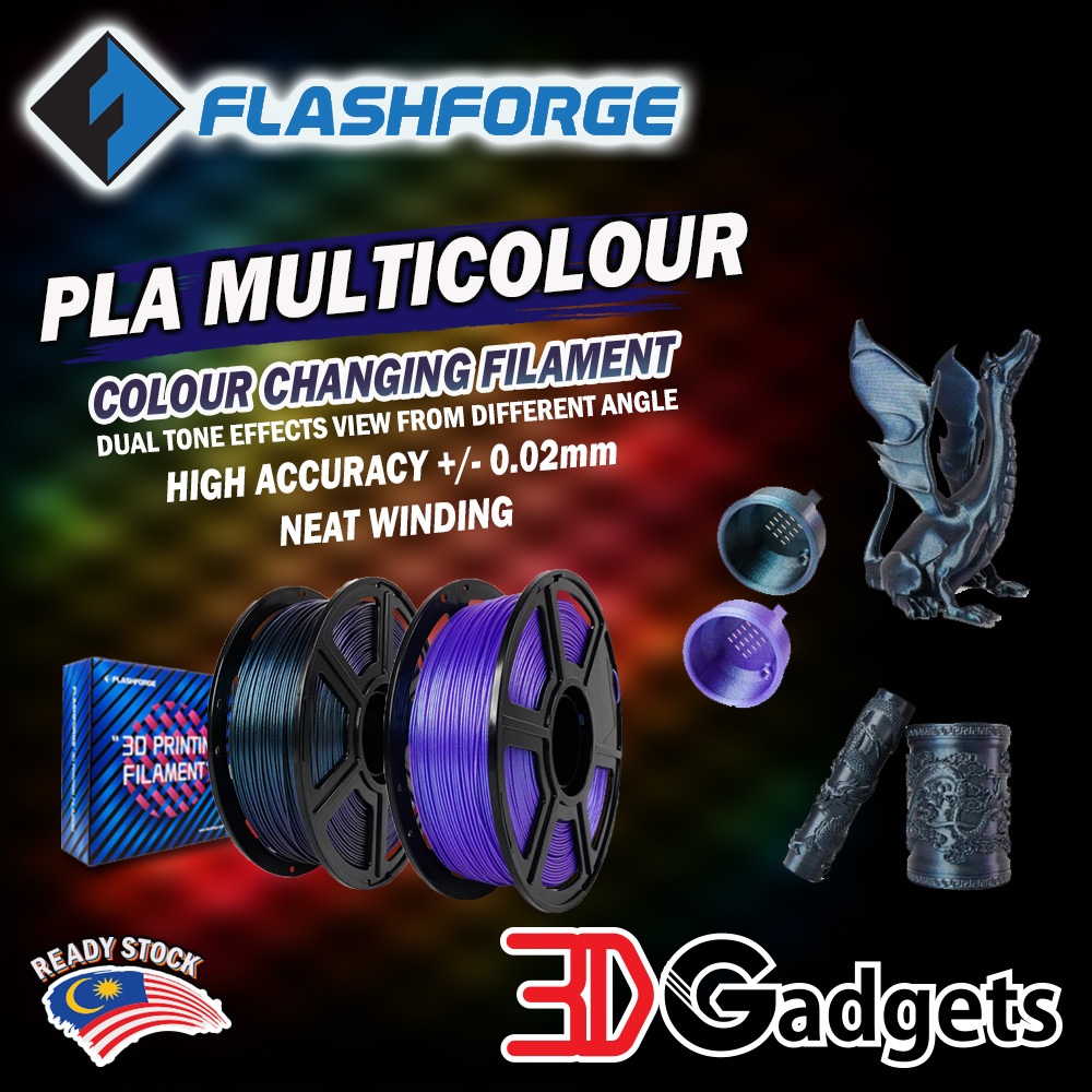 FlashForge PLA Dual Tone Multi-Color 1.75mm Filament 1KG for 3D Printer ...