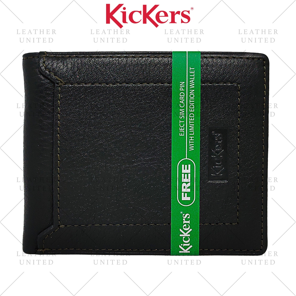 Kickers Genuine Full Grain Cowhide Leather Mid Flip Bifold Short Wallet ...