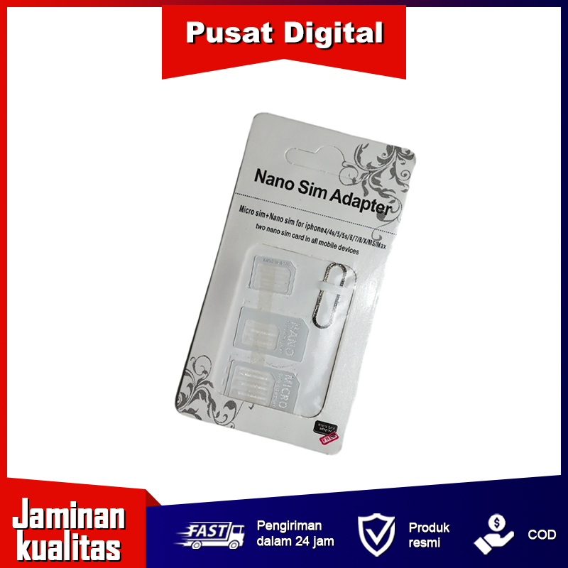Penyesuai Kad SIM 4 dalam 1 Sesuai untuk Kad Nano dan Micro Hanya untuk ...